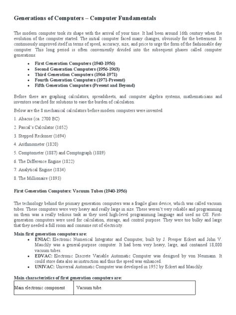 Reading Activity 2 Generations Of Computers Pdf Integrated Circuit Microprocessor