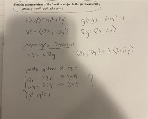 Stuck On Lagrangian Multiplier Extrema Problem Rcalculus