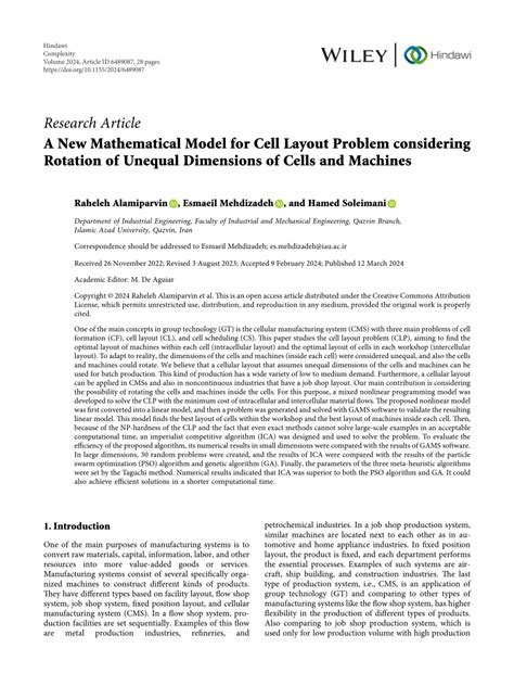 Pdf A New Mathematical Model For Cell Layout Problem Considering Rotation Of Unequal
