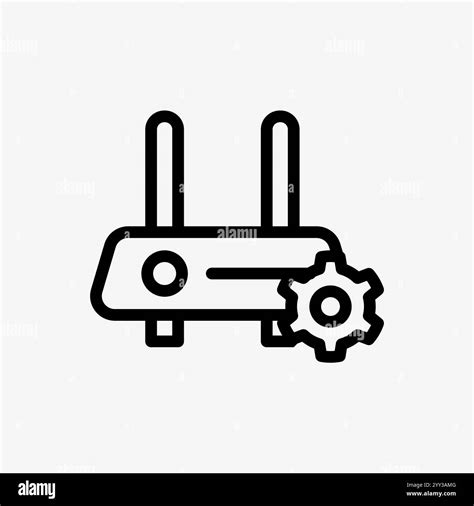 Icon Line Modem Internet Setting Gear Symbol Technology And System Concept Outline Style Stock