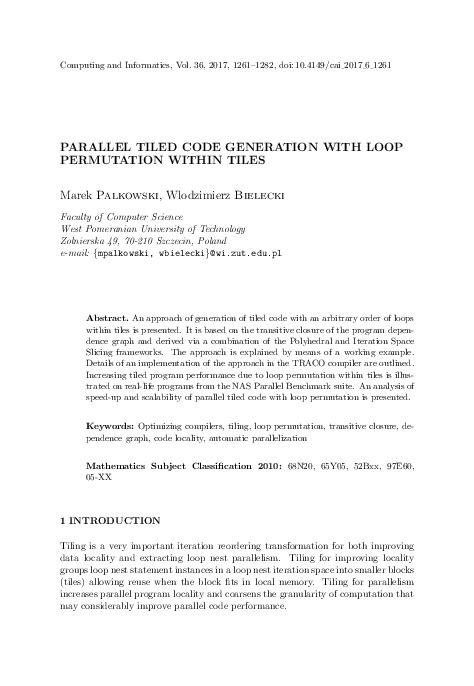 Parallel Tiled Code Generation With Loop Permutation Within Tiles