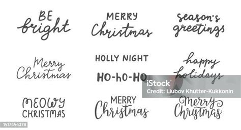 메리 크리스마스 손 레터링 세트 해피 홀리데이 사인 인사말 카드 글꼴 장식 겨울 라벨 초대 크리스마스 카드 새해 디자인 요소 축하 배너 축제 태그 벡터 일러스트 레이 션