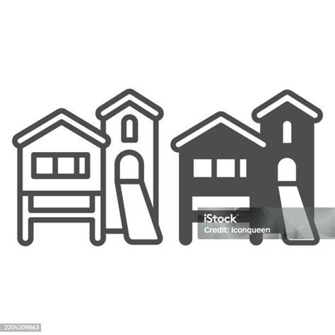 산림 관리인 집 라인과 단단한 아이콘 임업 개념 벡터 그래픽입니다 보호 구역 경비실 흰색 배경에 숲 농장 표지판 모바일 또는 웹 디자인에 대한 개요 스타일 아이콘 건물