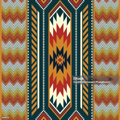 전통적인 스타일의 기하학적 민족 패턴 나바호어 아메리카 인디언 패턴 배경 벽지 의류 포장 바틱 패브릭 및 인쇄물을 위한 디자인 벡터 그림입니다 건축에 대한 스톡 벡터 아트