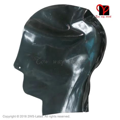 Sexy Black Latex Hoods Nose No Mouth Full Face Executioner Zipper
