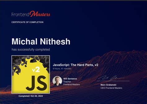 Michal Nithesh On Linkedin Javascript Frontendmasters