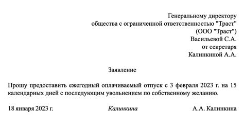 Заявление на ежегодный отпуск в 2024 году бланк образец