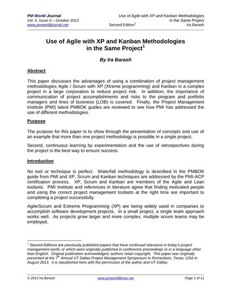 Pdf Use Of Agile With Xp And Kanban Methodologies · Methodologies