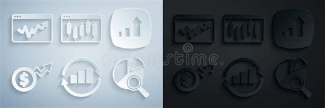 Set Graph Chart Infographic Financial Growth Dollar Search Data