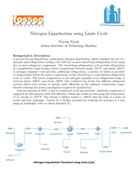 Nitrogen Liquefaction Linde Cycle Download Free Pdf Refrigeration Enthalpy