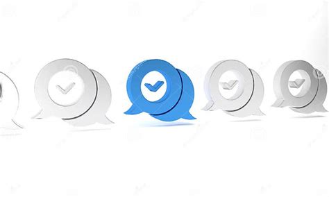 Blue Check Mark In Speech Bubble Icon Isolated On White Background