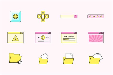 Neon Old Computer Aesthetic Set Objects Ft Retro And Computer Envato