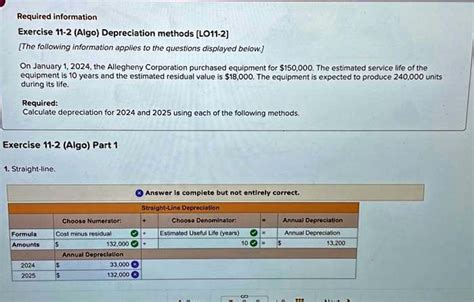 solved texts required information exercise 11 2 algo depreciation