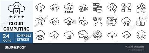 Cloud Computing Line Web Icons Cloud Stock Vector Royalty Free 2458931811 Shutterstock