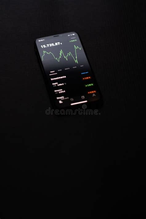 Closeup Of Performance Graph On A Mobile App On A Black Background