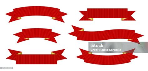 수상 세트는 빨간 새틴 실크 리본 투명한 배경에 질감 패브릭 테이프를 고립 시켰습니다 요소 등급을 나타내기 위한 템플릿 메달 벡터 일러스트 레이 션 Eps10 계급에 대한