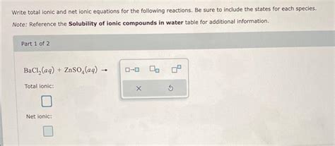 Solved Write Total Ionic And Net Ionic Equations For The