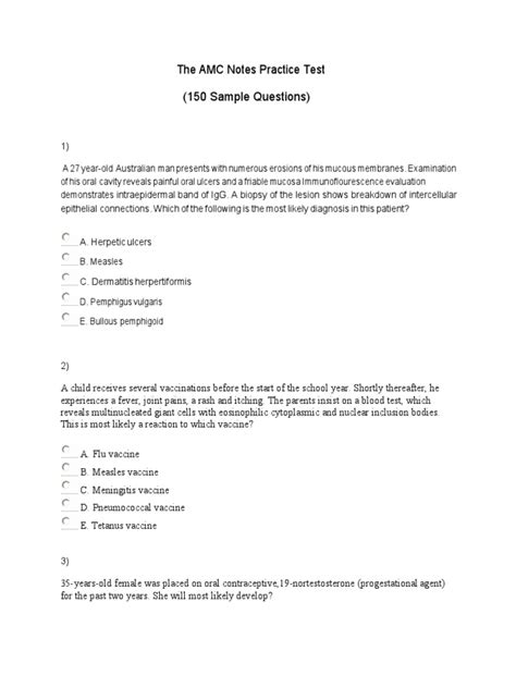 The Amc Notes Practice Test 150 Sample Questions Download Free Pdf Skeletal Muscle