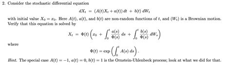 Solved 2 Consider The Stochastic Differential Equation Dxt