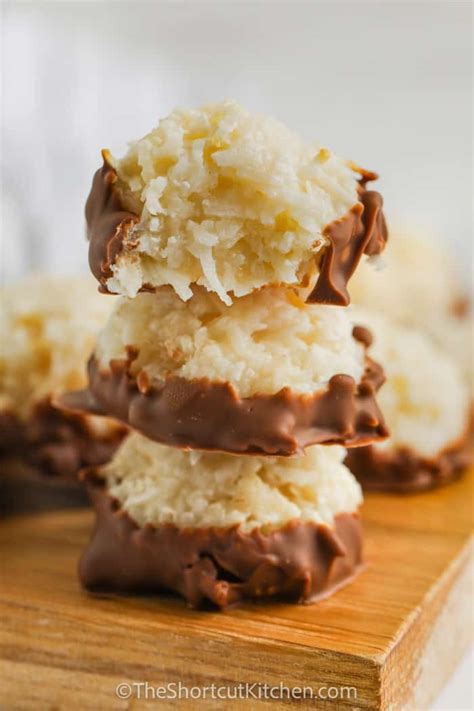 Chocolate Dipped Coconut Macaroon Cookies The Shortcut Kitchen