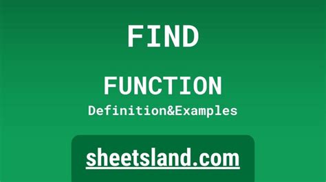 FIND Function Definition Formula Examples And Usage