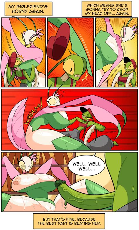Rule 34 Absurd Res Anthro Areola Arthropod Biped Breasts Comic Dialogue Duo Em Idolomantises