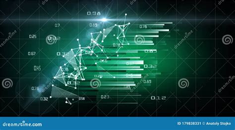 Abstract Data Analyze Concept In Light Grid Connected Particles And Blurred Lines Business And
