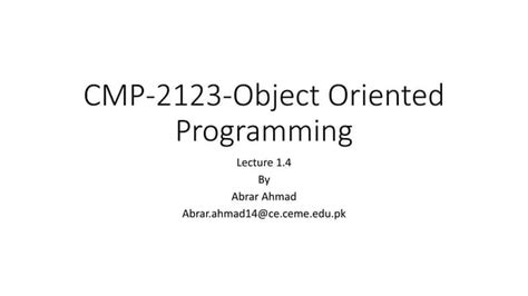 Lec 14 Object Oriented Programming Ppt