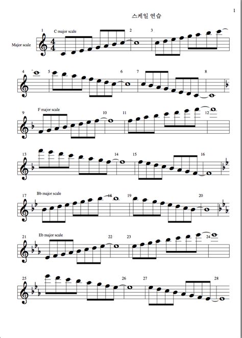 색소폰을 위한 스케일 연습 악보 네이버 블로그