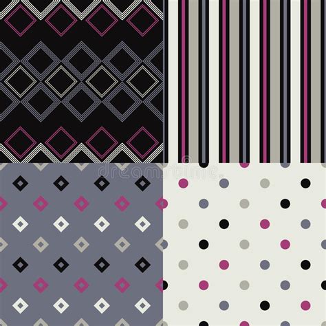 Set Of 4 Seamless Abstract Geometric Pattern Mosaic Texture Stock Illustration Illustration