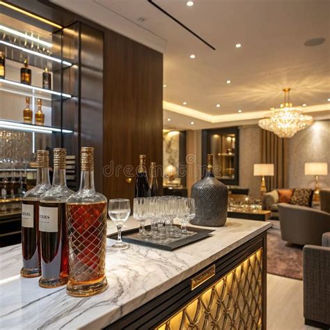 sophisticated bar in luxury residence stock illustration illustration