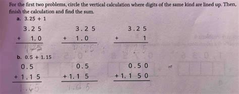 Solved For The First Two Problems Circle The Vertical Calculation Where Digits Of The Same