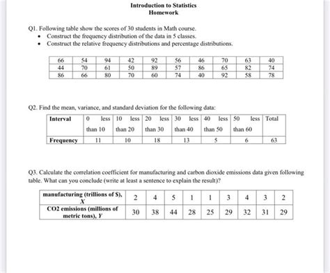Solved Q1 Following Table Show The Scores Of 30 Students In