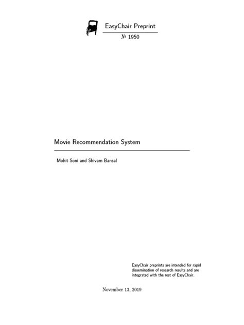 Easychair Preprint Mohit Soni And Shivam Bansal Pdf Information Science Computing