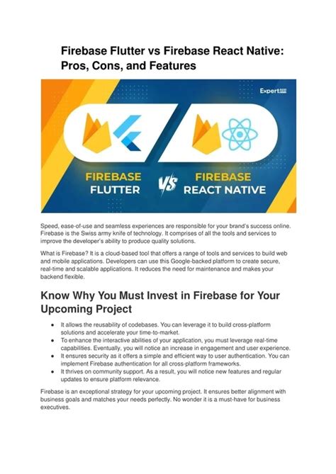 Ppt Firebase Flutter Vs Firebase React Native Pros Cons And Features Powerpoint