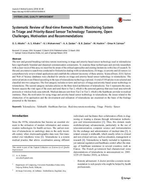 Pdf Systematic Review Of Real Time Remote Health Monitoring System In Triage And Priority