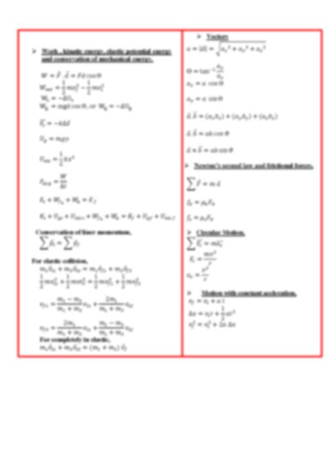 Solution Phys 101 Formula Sheet For Final Studypool