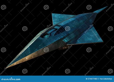 A Spaceship With A Triangular Shape And Angular Pointed Wings Generative Ai Stock Illustration