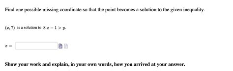 Solved Find One Possible Missing Coordinate So That The Chegg Com