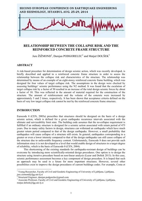 Pdf Relationship Between The Collapse Risk And The Reinforced Concrete Frame Structure