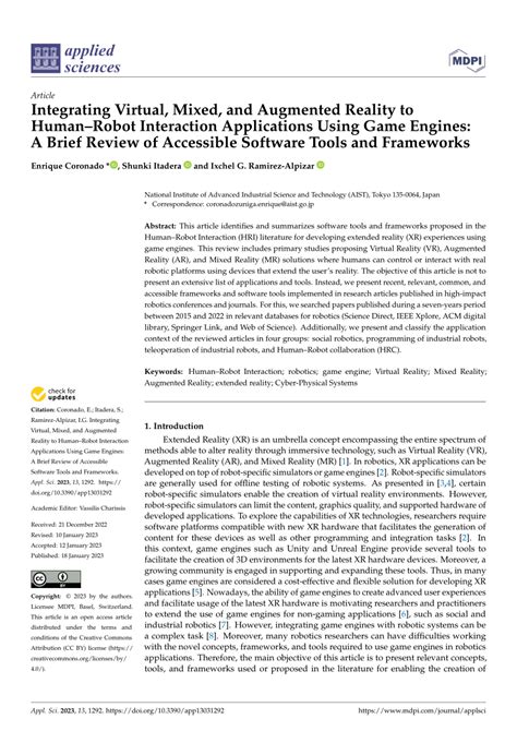 Pdf Integrating Virtual Mixed And Augmented Reality To Humanrobot Interaction Applications