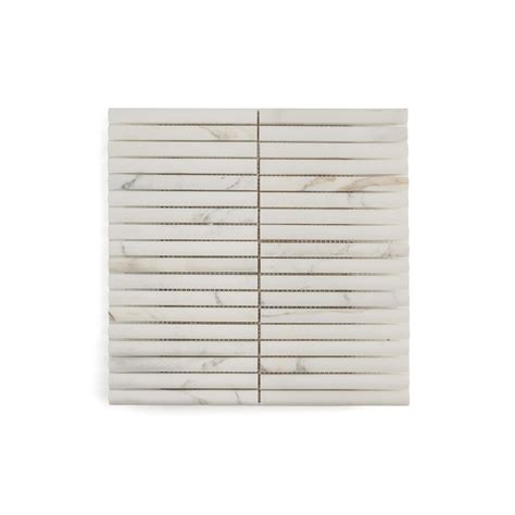 Calacatta Gold Cabochon Pencil Mosaic Marble Tile Honed