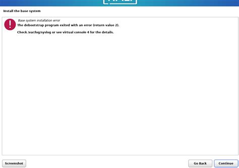Virtualbox Install Base System Installation Error The Debootstrap