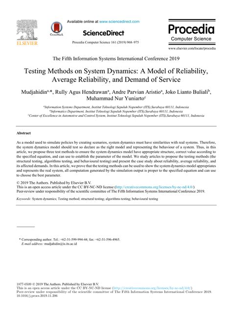 Pdf Testing Methods On System Dynamics A Model Of Reliability