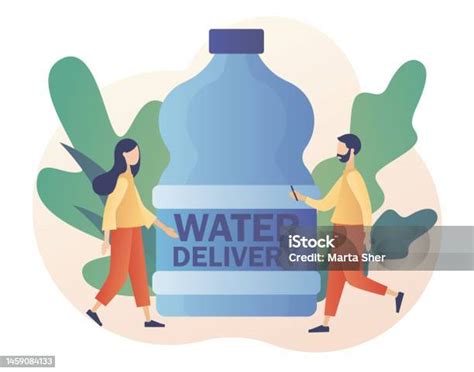 깨끗한 물이 담긴 큰 병 물 배달 서비스 공급 배송 현대 평면 만화 스타일입니다 흰색 배경에 벡터 그림 개념에 대한 스톡 벡터 아트 및 기타 이미지 Istock