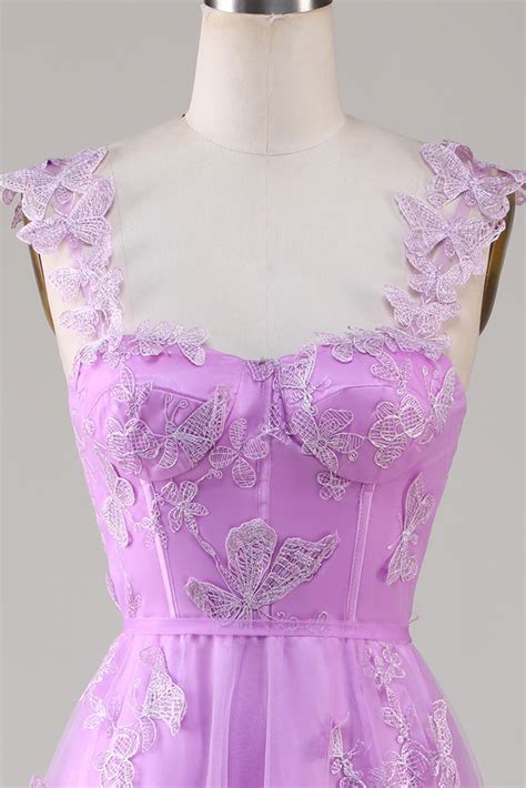 Zapaka Women Green Corset Long Tulle Prom Dress With 3d Butterflies
