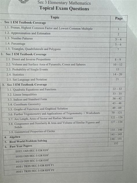 E Maths Mathematics Revision Booklet Secondary 3 Sec 4 O Levels Hobbies And Toys Books