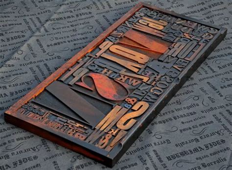 Tableau En Caract Res D Imprimerie En Bois Anciens Typographie Lettres