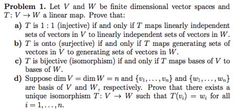 Solved Problem Let V And W Be Finite Dimensional Vector Chegg