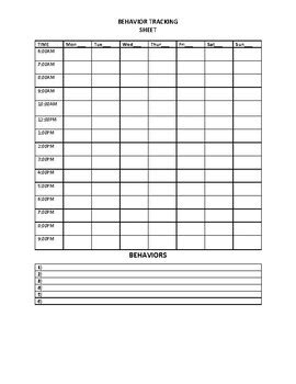 Behavior Tracking Data Sheet By Miss Tara Teaches TPT